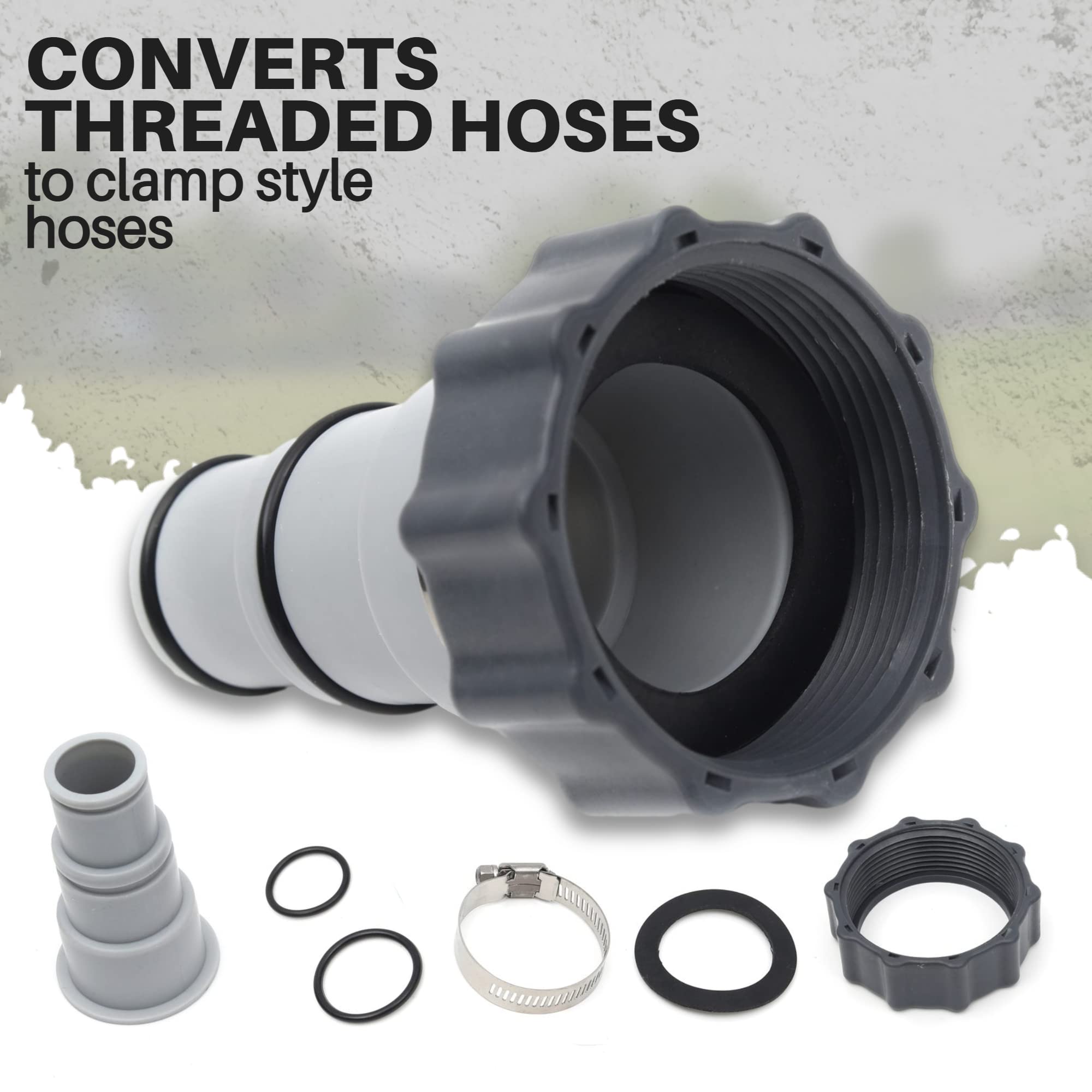TonGass (4-Pack) Pool Hose Replacement for Intex Pool Sets with 1.5 and 1.25-Inch Hoses - Hose Adapter w/Collar Replace for Intex Pool Parts Fit for Threaded Connection Pumps PN. 25007 (4, 25007)