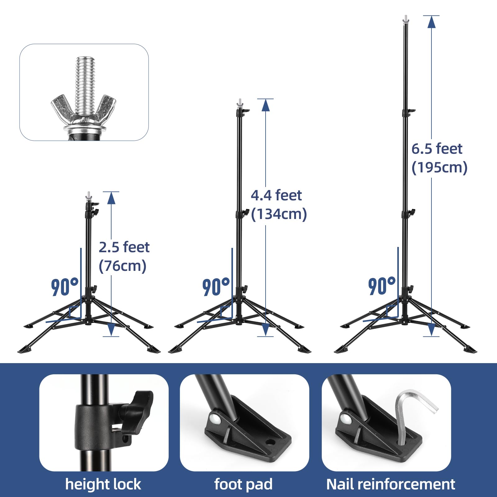 New Upgrade Four-Legged Backdrop Stand 6.5x10ft,IFKDNR Photo Backdrop Stand for Parties,Back Drop Adjustable Stand Kit with 4 Crossbars Backdrop Clamps and Carrying Bag for Parties Wedding Decoration