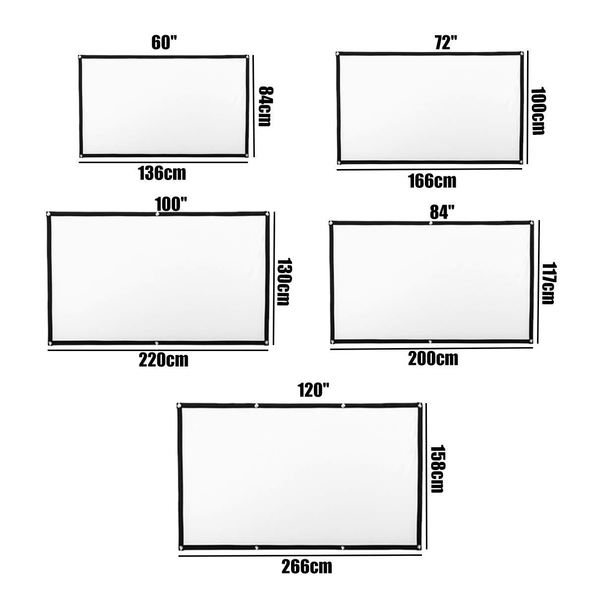 KXDTZ Folding Projector Screen Portable Home Outdoor KTV Office 3D Projector Screen Projection Screen 60/72/84/100/120 Inch (Size : 60 inch)