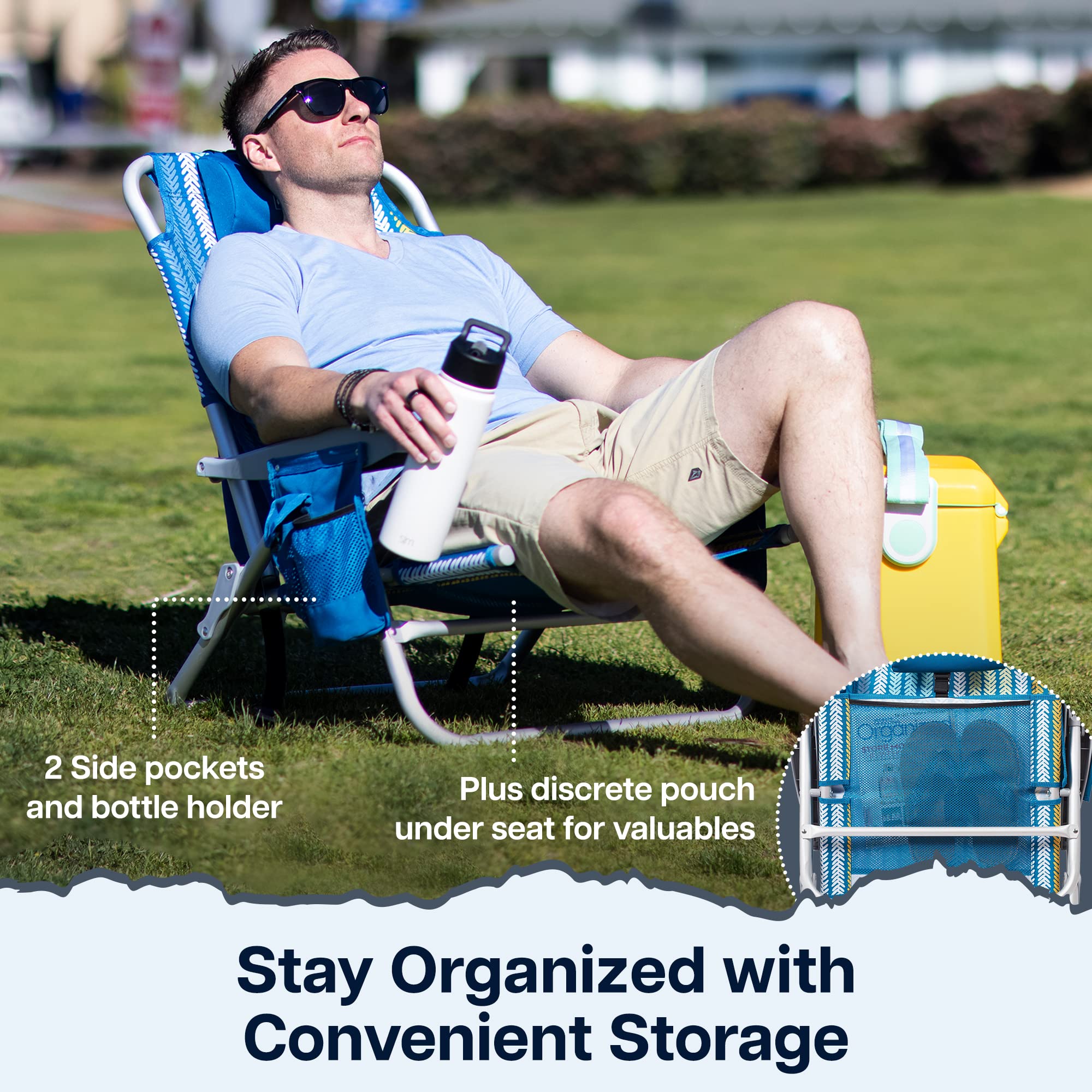 Lightspeed Outdoors ECO Ultimate Backpack Beach Chair, Portable Seating, Deep Tropics