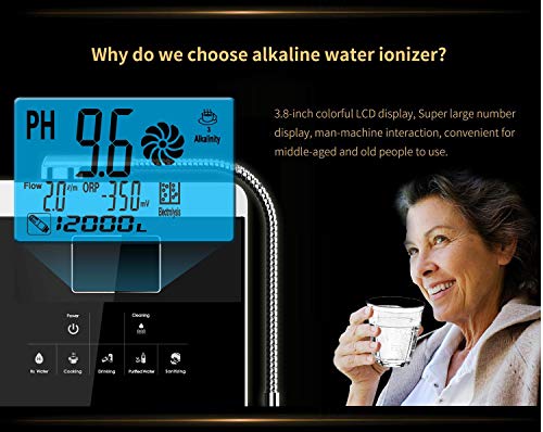 Water Ionizer and Water Purifier Machine,PH 3-11 Alkaline Acid Water Machine,Up to -800mV ORP, 8000 Liters Per Filter,11 Plate Electrode,Regulation Valve to Control PH and ORP/Auto-Cleaning