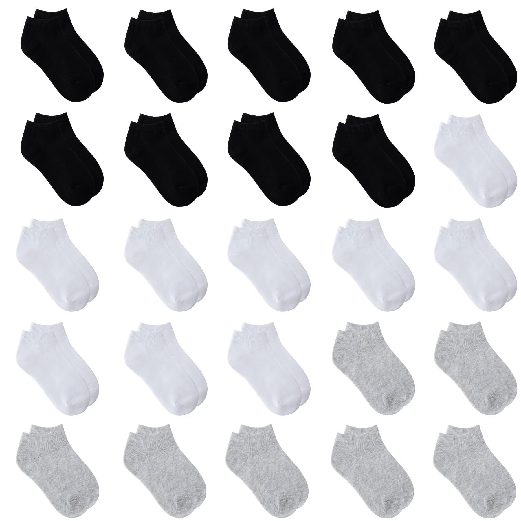 Tenpluszero 25 Pairs Kids' Low Cut Ankle Socks Half Cushion Athletic Socks for Infants Toddlers Kids Boys and Girls