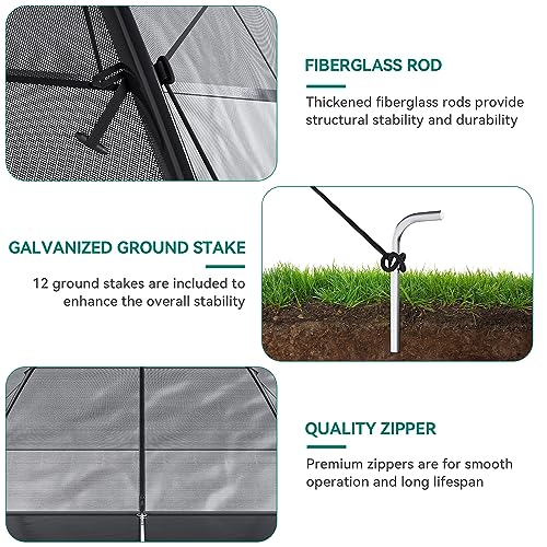 YITAHOME 12x9FT Pond Net Pond Cover Dome Balcony Koi Ponds Covers with 3 Zipper Doors and Storage Bags, Fish Pond Leaf Netting Cover Dome Net