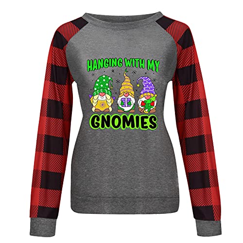 Tops For Women 2022 Cute Elk Pattern Blouse Long Sleeve Festival Shirts Relaxed Fit Workout Tops Fall Sweatshirt Green