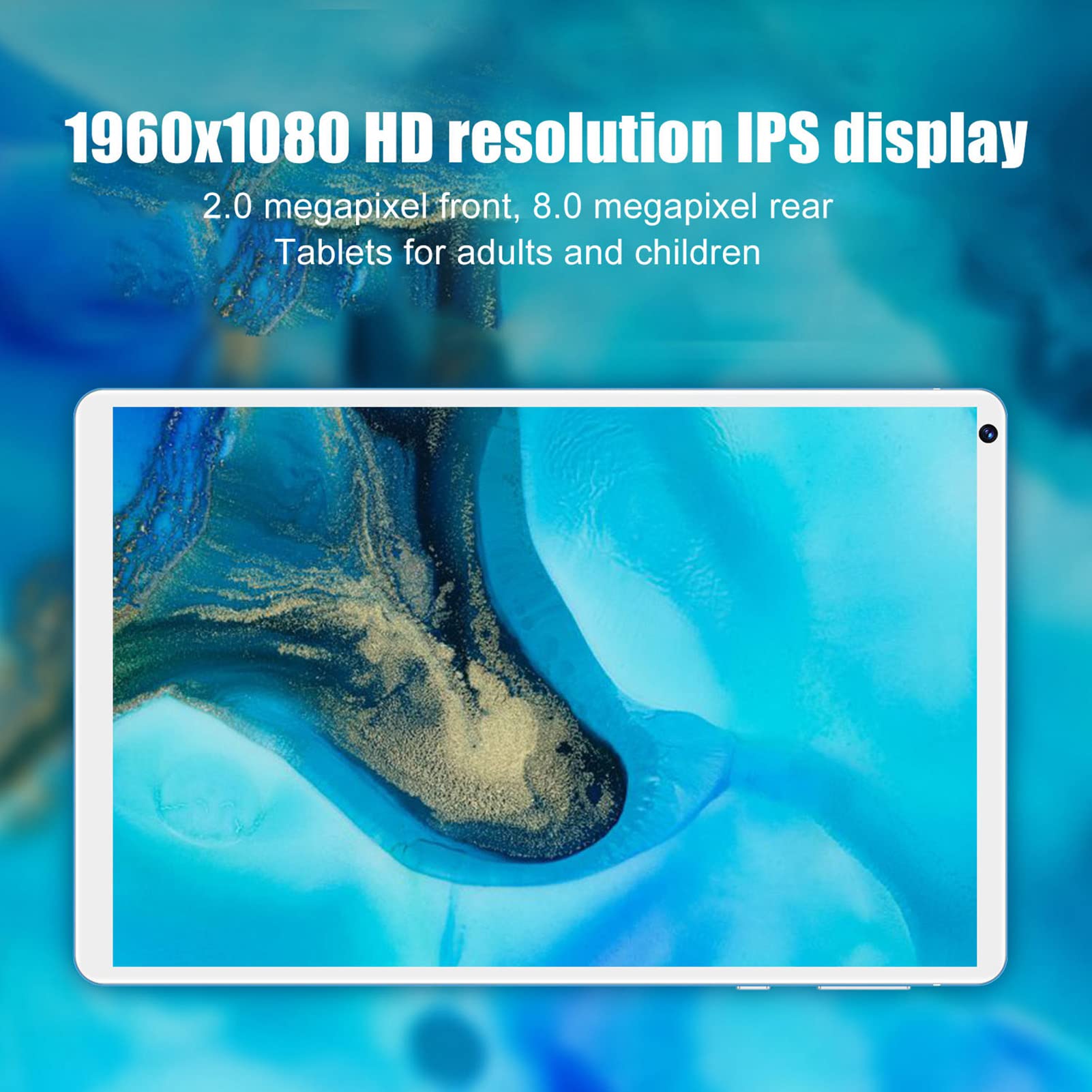 Tablet PC, 4G RAM 64G ROM Tablet Blue Octa Core CPU Processor for Home Travel (US Plug)