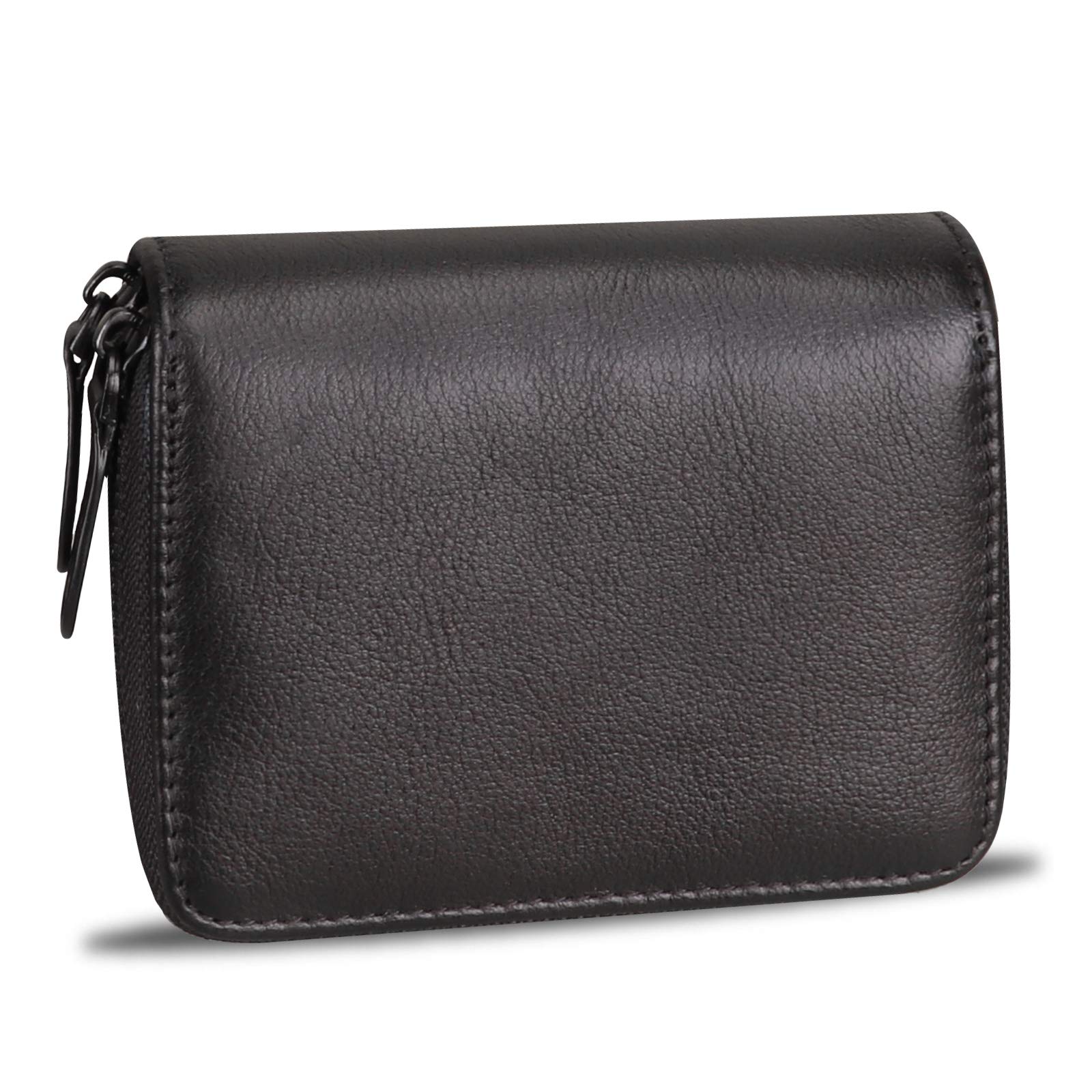 LRTO Genuine Leather Small Purse Wallet for Women RFID-Blocking Handmade Clutch Wallets Money Clip Card Organizer Coin Pouch (NavyBlue)