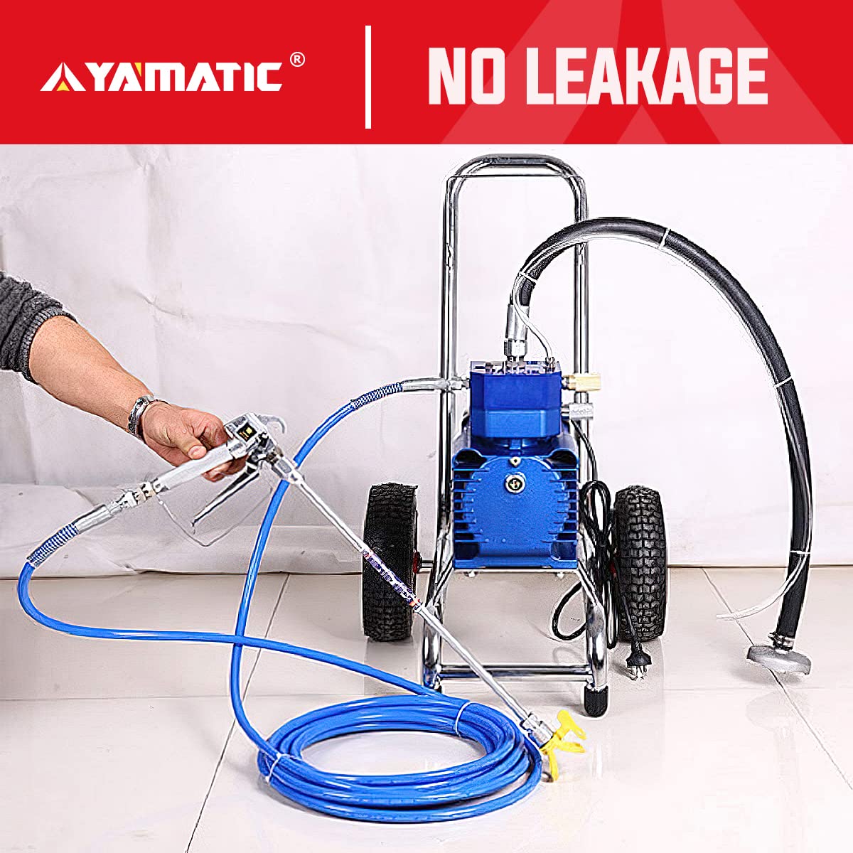 YAMATIC 50 ft. x 1/4 in. Airless Paint Sprayer Hose High Pressure Universal Paint Sprayer Flexible Fiber Tube 3300 PSI
