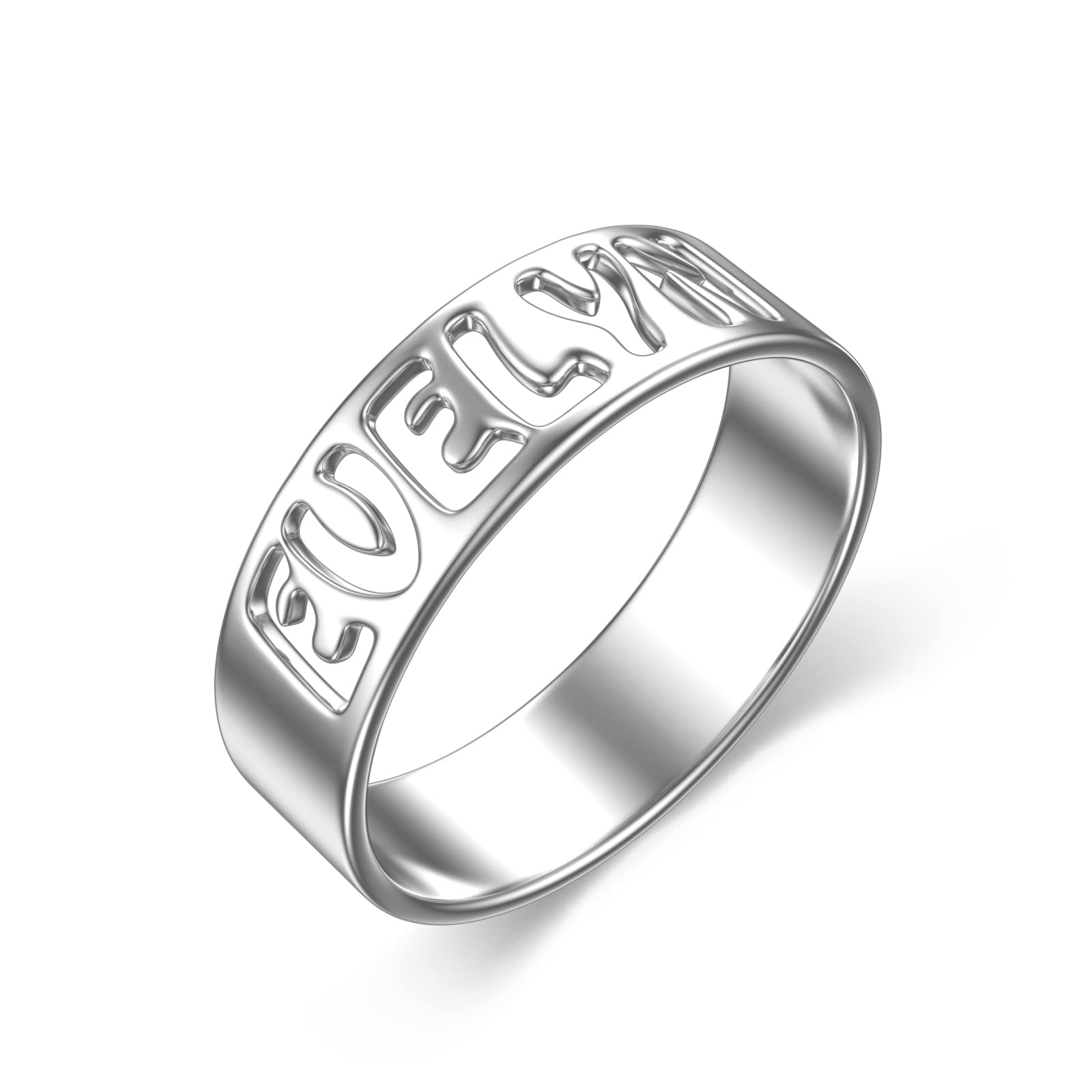 PLATYCO Personalized Name Ring Engraved Any Name Initial Letters Custom Name Stacking Ring for Couple Friends Family Lovers
