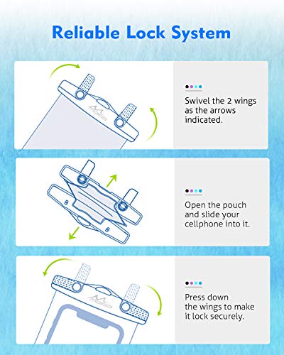 MoKo Waterproof Cellphone Pouch, [2 Pack] Underwater Phone Case Dry Bag with Lanyard Compatible with iPhone 12 Mini/12 Pro, iPhone 11 Pro/11 Pro Max, X/Xs/Xr/Xs Max/8/7, Samsung Note 10, S21/S20/S10