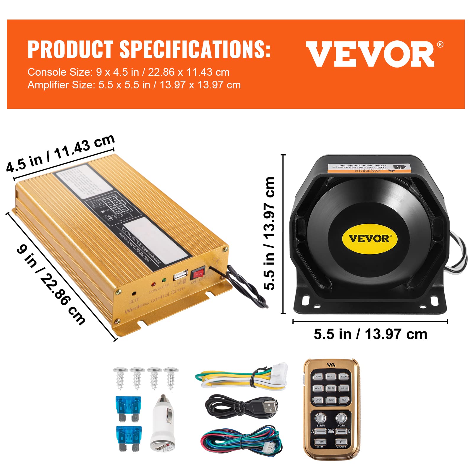 VEVOR Police Fire Emergency Warning Alarm, 400W 8 2 Horn, Black