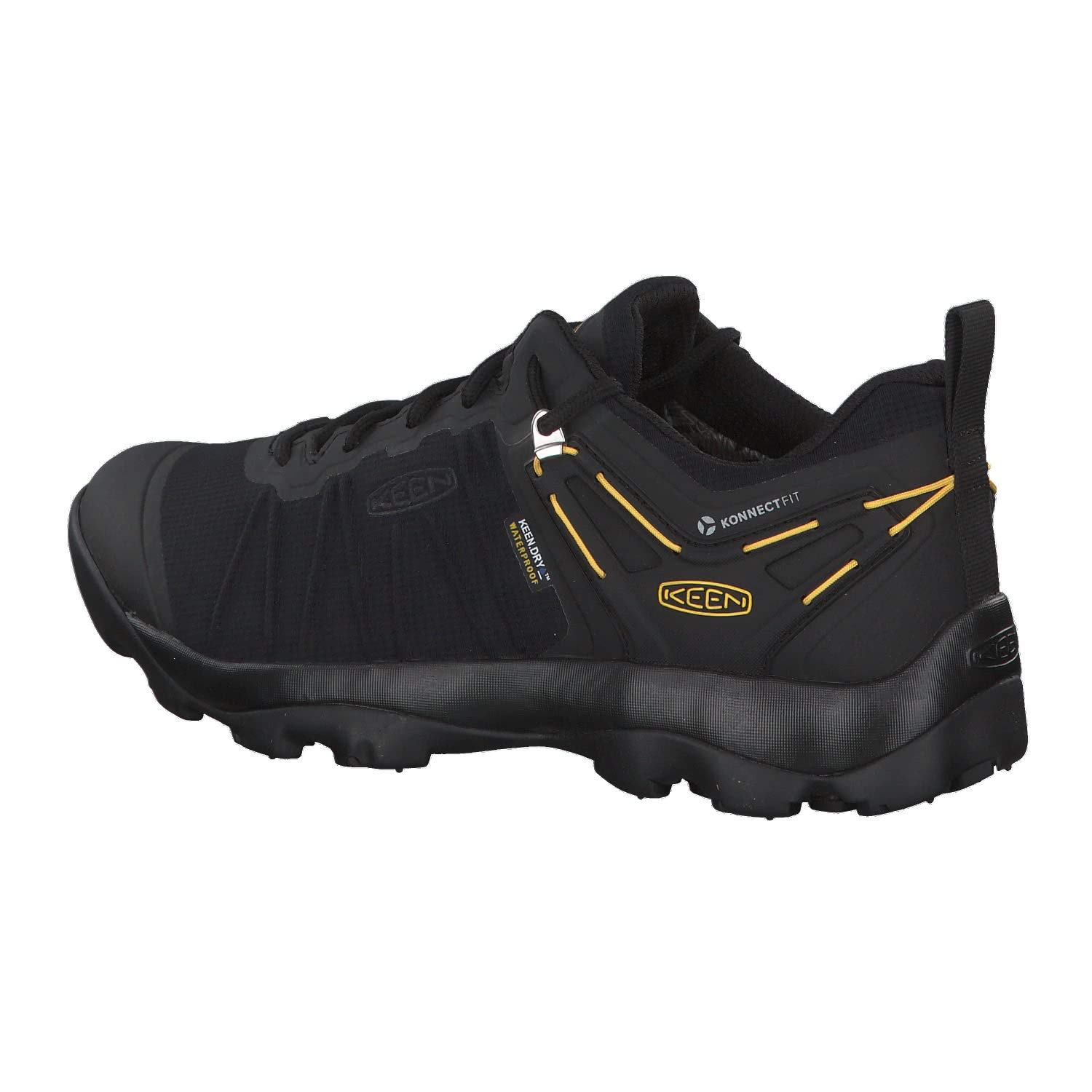 KEEN Men's Venture WP Hiking Boot, Black Yellow, 12