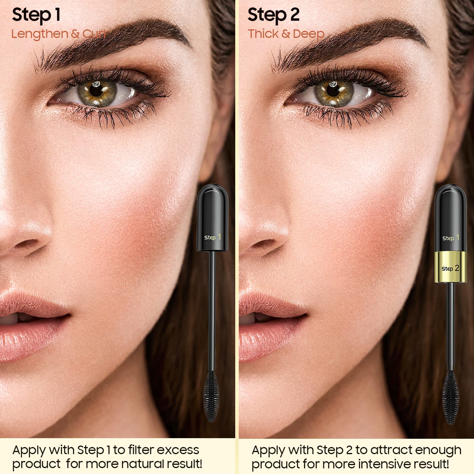 Mascara Black Volumizing and Lengthening - Long-Lasting, Fast Dry, Waterproof and Smudge-Proof, Tubing Mascara, Curling Eyelashes, Cruelty Free, Eye Makeup, Black, 1 Count