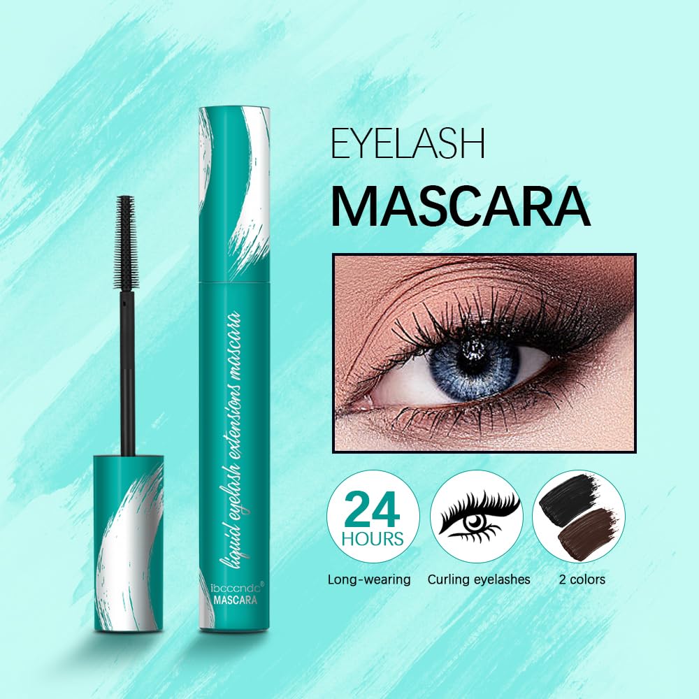 Mascara Black Volume and Length - Waterproof, Smudge-proof, No Flaking or Clumping, Liquid Lash Extension Brown Mascara for Stunning Eyes (Black)
