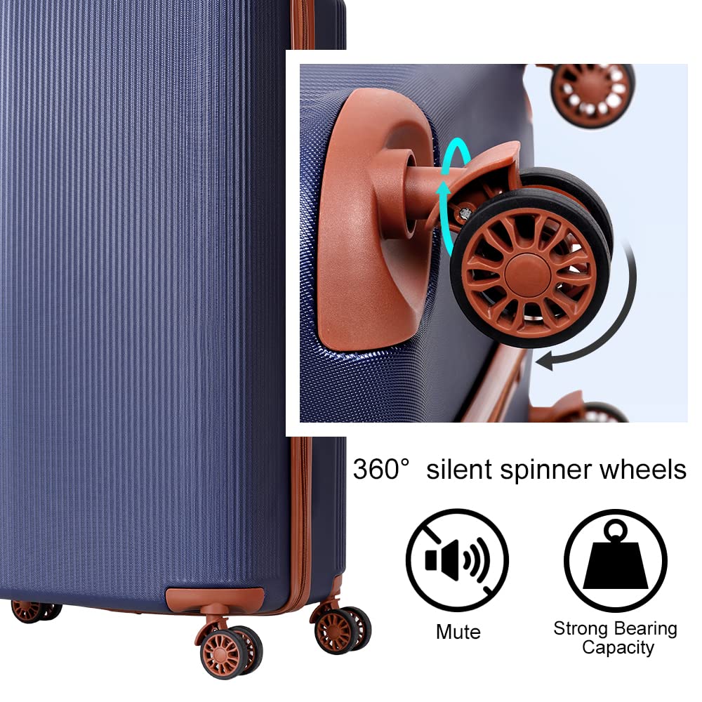 LING RUI Luggage Sets with TSA Approved 3 Set, Lightweight Hard Shell Travel Large Rolling Checked Suitcases with Spinner Wheels (20/24/28), BLUE