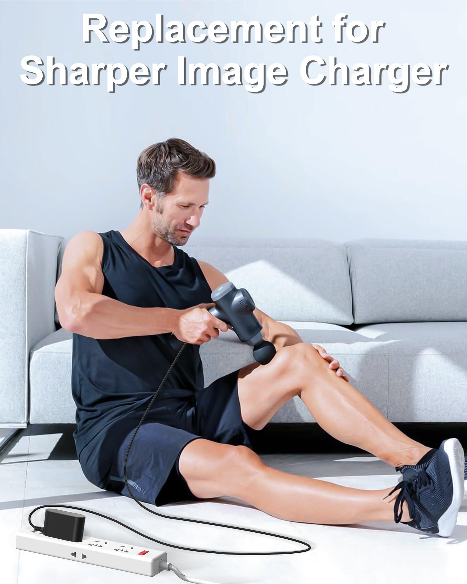 VHBW 27V Massage Gun Charger for Sharper Image Powerboost 1011666 1013002 1012667 1014747 1014392 1013983 1013985Deep Tissue Cordless Massager Gun Power Cord 6FT (Not for 18V Massage Gun)