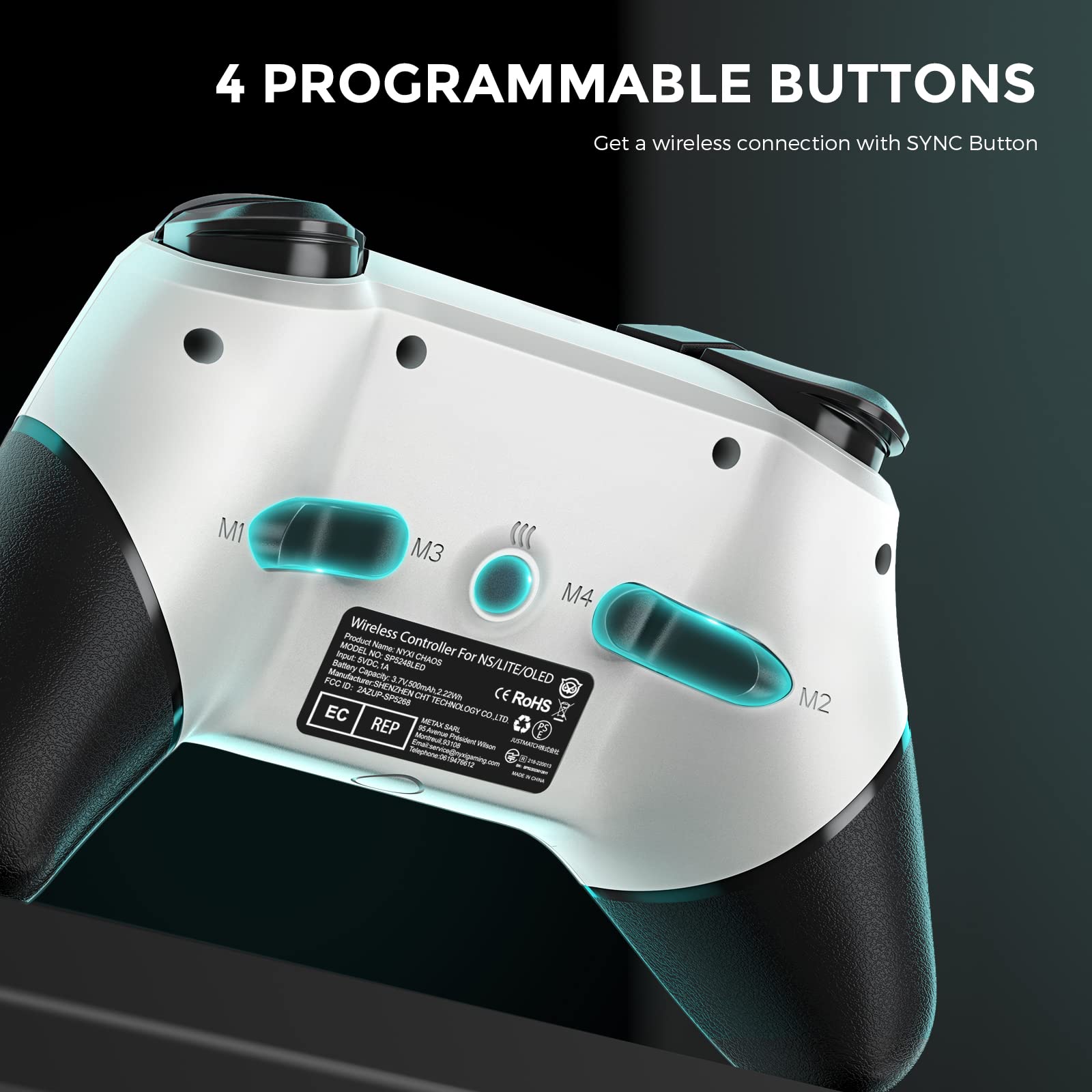 NYXI Chaos swith controller with Hall Joystick, switch pro controller wireless for Switch/Lite/OLED, Hall Effect Controller with RGB Light, Programmable, Turbo, Vibration, Wake Up
