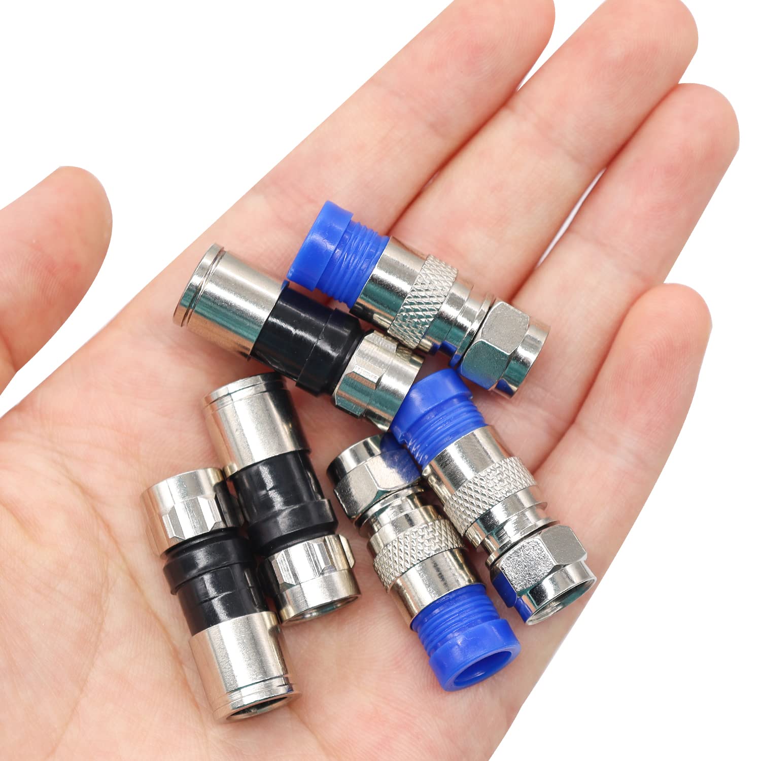 Taiss Coax Cable Crimper Tool Kit with 20 PCS F Style RG59 RG6 Compression connectors,Coaxial Cable Stripper,Coaxial Cable Compression Tool Kit,Adjustable RG59 RG6 RG7 RG11 coaxial cable crimper