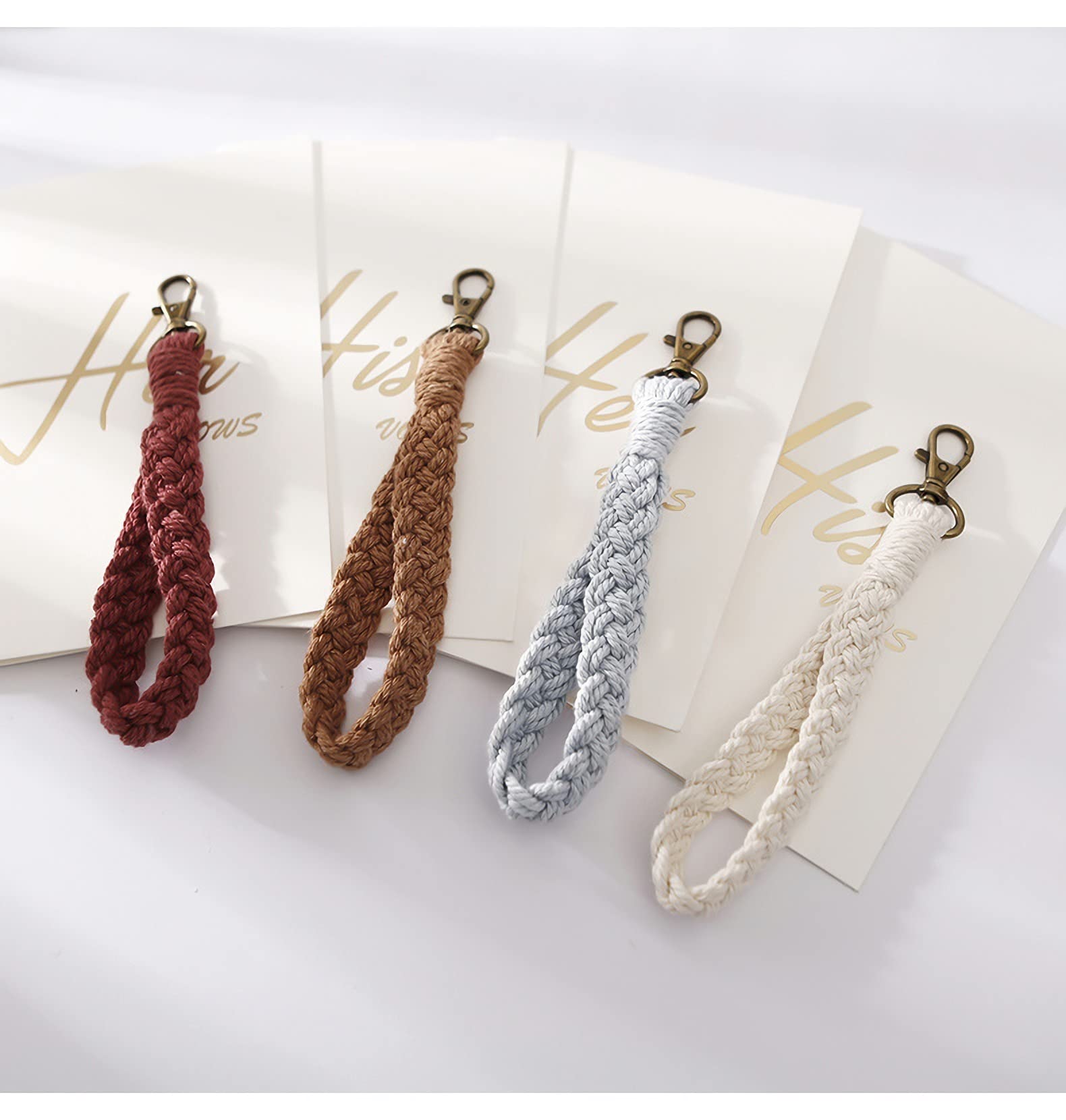 Poagoep Macrame Boho Keychain Bracelet Handmade Wristlet Keychain Keyring Holder Wrist Lanyard for Women(3)
