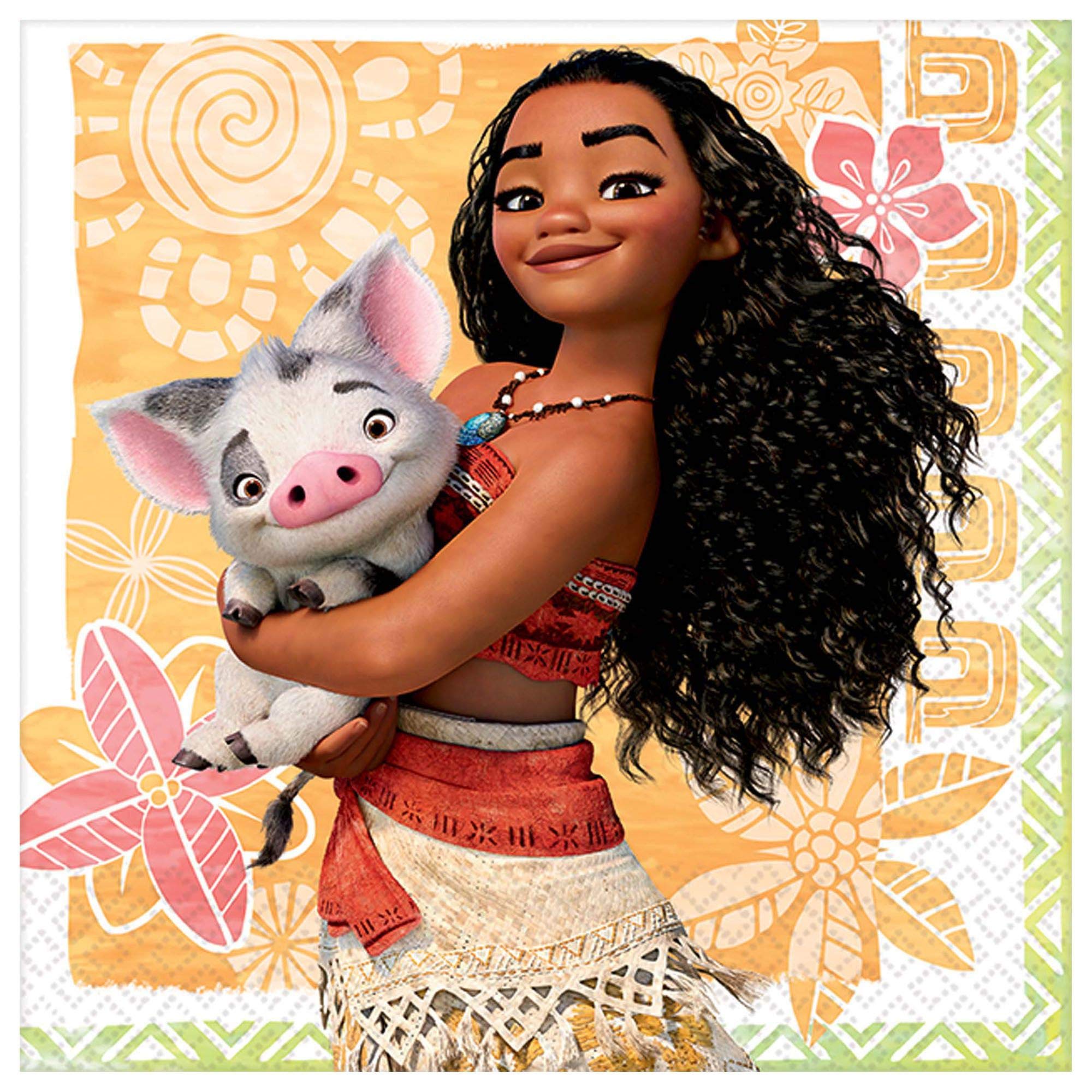 Moana Party Supplies Pack Serves 16: Maui -7 " Dessert Plates Beverage Napkins Cups and Table Covers with Birthday Candles (Bundle for 16)