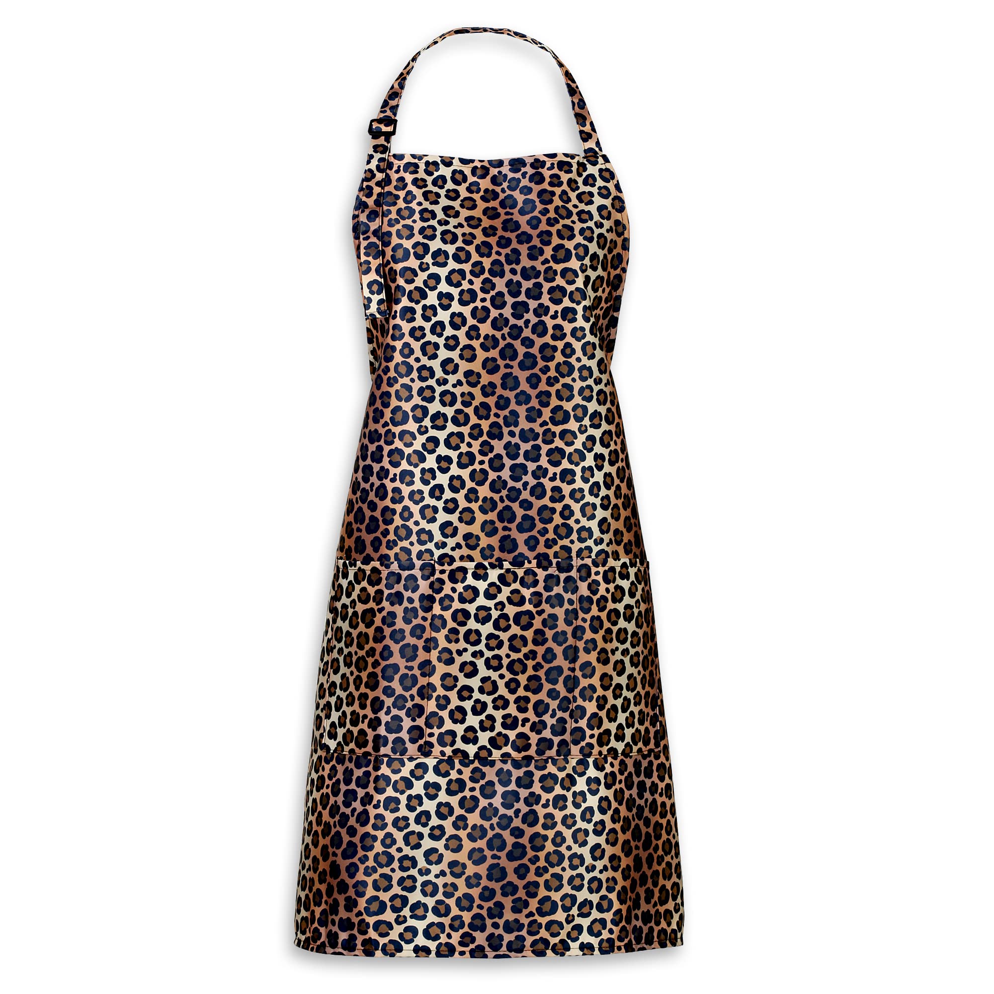 Plum Hill Leopard Cheetah Apron for Hair Stylists, Cosmetology, Make-up Artists, Beauticians - Waterproof Apron; Bleach Proof Aprons for Hair Coloring Eyelashes, Brows, Esthetician Aprons for Women