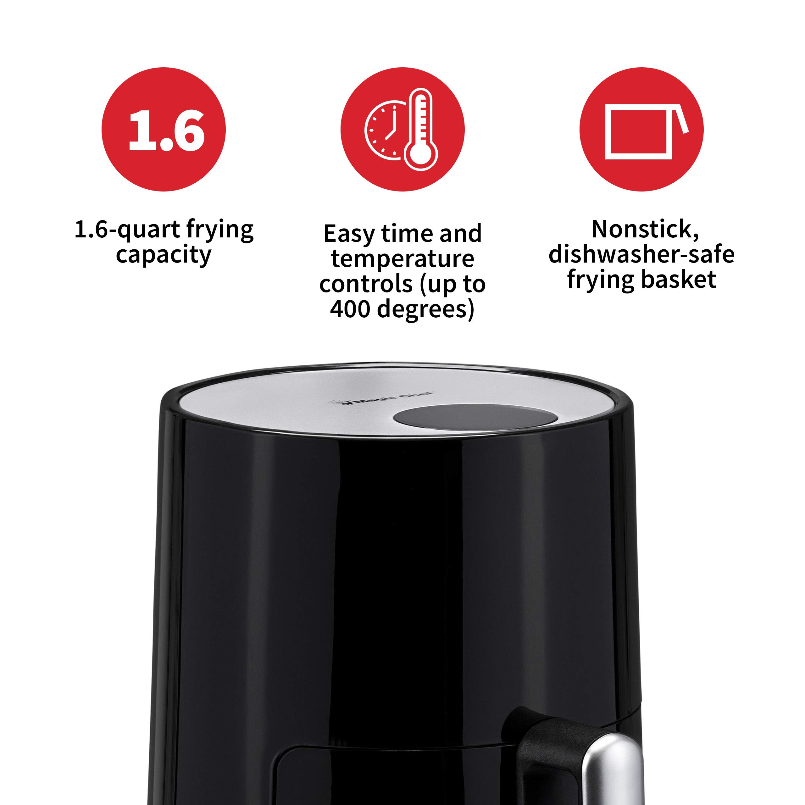 Magic Chef Airfryer Digital 1.6 Quart Compact Snack Sized Easy to Use Air Fryer