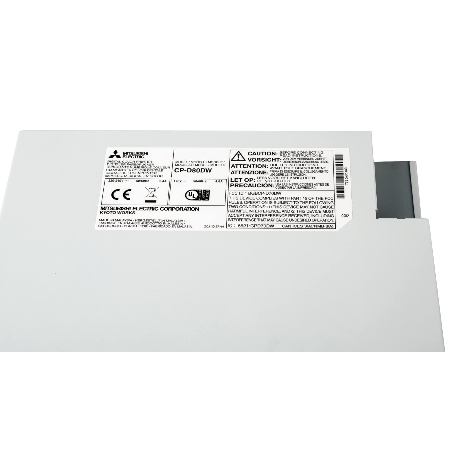 Mitsubishi CP-D80DW Dye Sublimation Thermal Transfer Full Color Photo Printer with Rewind Function, 300 dpi, 2 Print Sizes/1 Media, 6" Roll