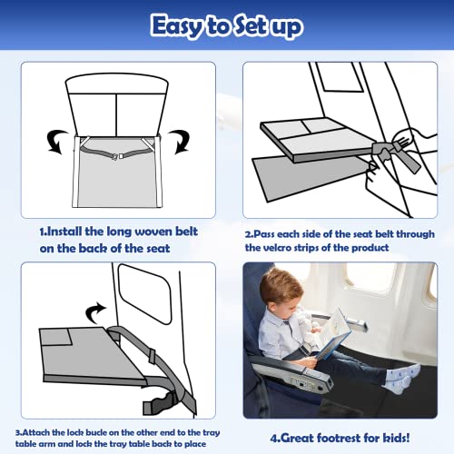 Mity rain Airplane Seat Extender for Kids, Portable Footrest, Baby Airplane Bed with Side Pockets, Flying Travel Essentials with Extended Area 11×4.7 in for Leg Rest & Lie Down(Black)