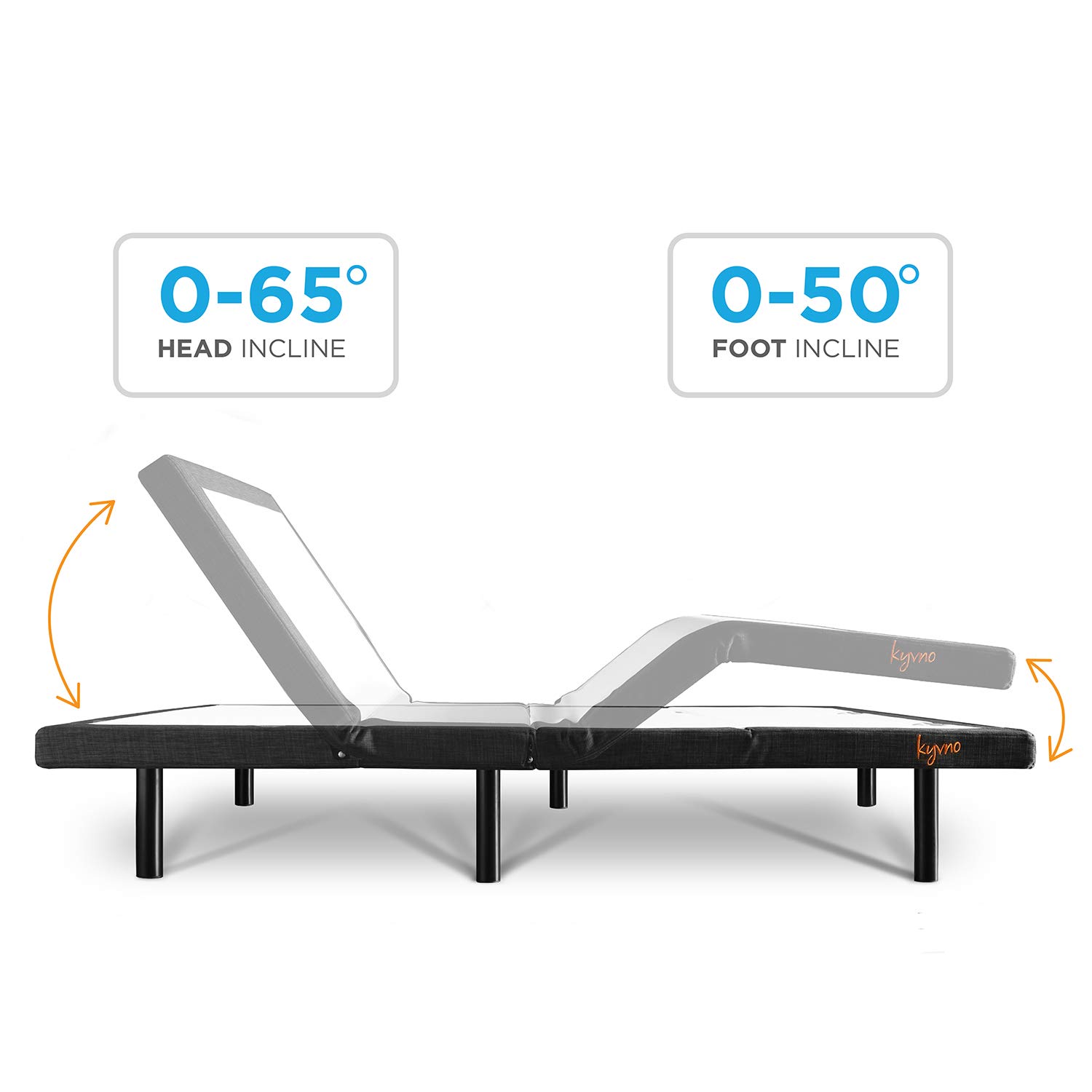 Kyvno Split King Adjustable Bed Base (Frame) with 12" Gel-Cooling Premium Memory Foam Mattress, Wireless Remote, Zero Gravity, TV/PC Position, Head/Foot Incline, Medium Firm, CertiPUR-US Certified