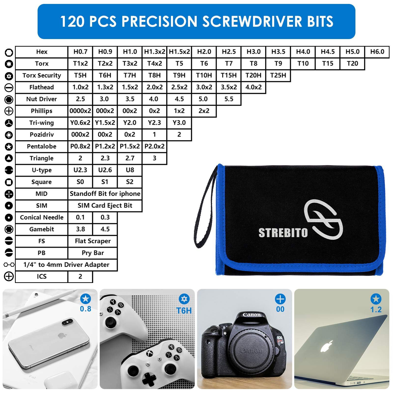 STREBITO Precision Screwdriver Set 142-Piece + Anti Static Wrist Strap Bundle, Electronics Repair Toolkit for iPhone, MacBook, Computer, Laptop, PC, Tablet, PS4, Xbox, Nintendo, Game Console