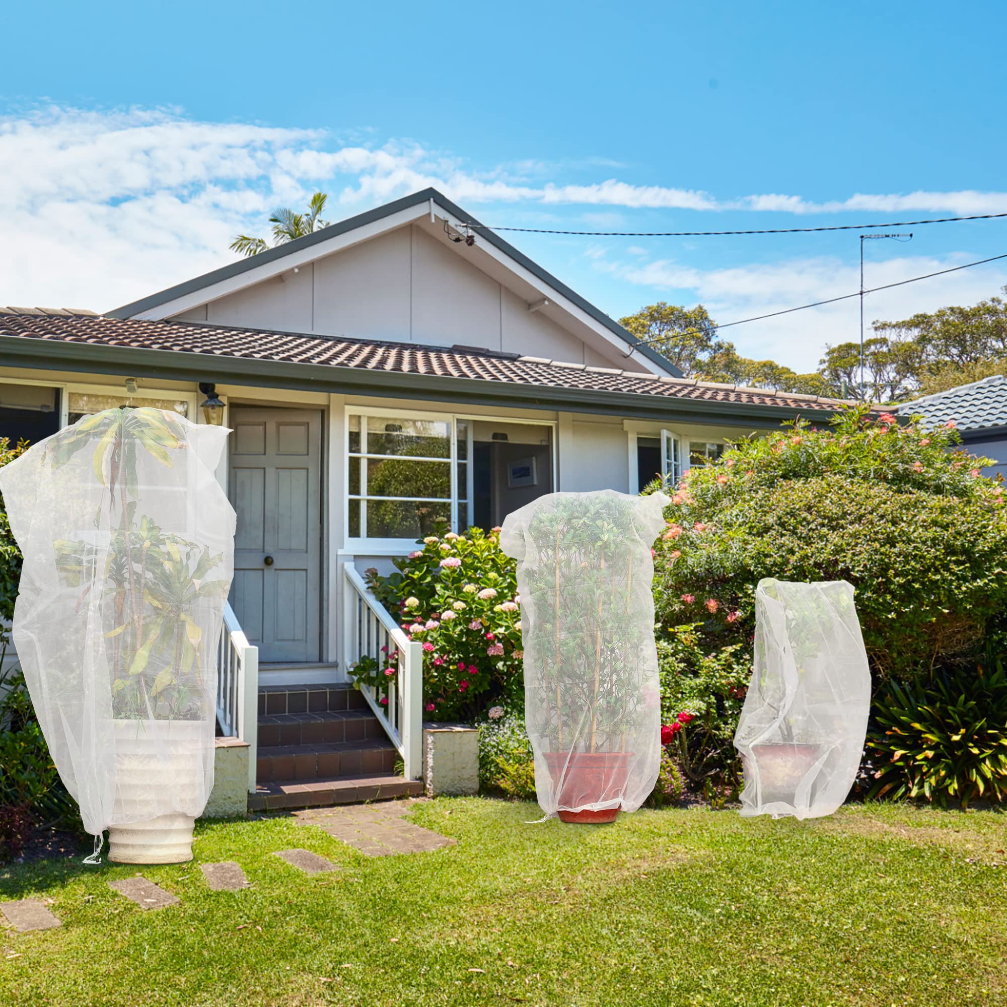 MIXC 6 Packs 3 Size Insect Netting Bag, Garden Bird Barrier Mesh Covers Bags With Drawstring, Bug Netting Plant Protection Covers Bags For Blueberry Tomato Vegetable Form Cicadas Bird Squirrels Eating