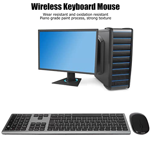 PUSOKEI Wireless Keyboard Mouse Combo, 2.4G Ergonomic USB Gaming Keyboard and Mouse, Full Size QWERTZ Keyboard and 1600dpi Compact Mouse, for Windows PC (German Layout)