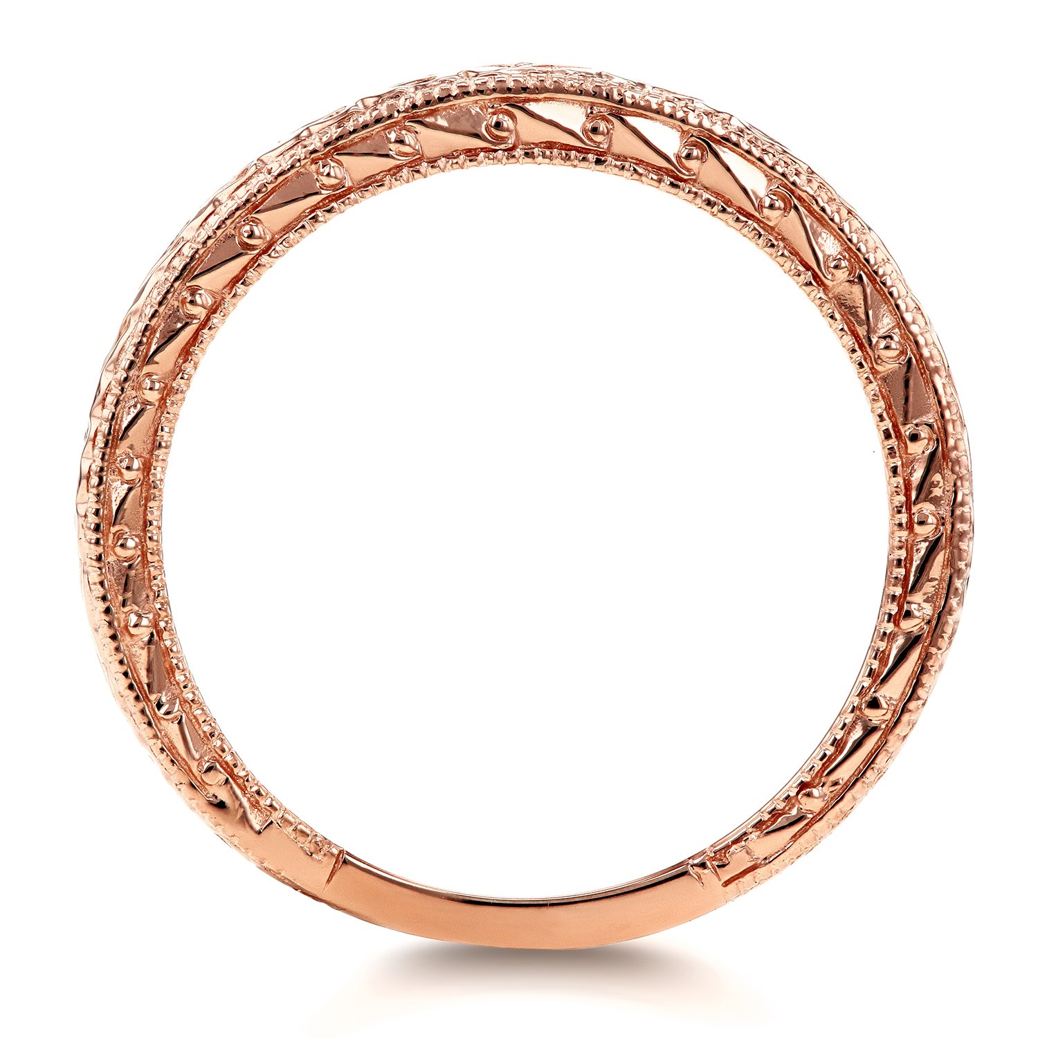 Kobelli Antique Style Engravings Wedding Band in 14k Rose Gold, Size 7, Rose Gold