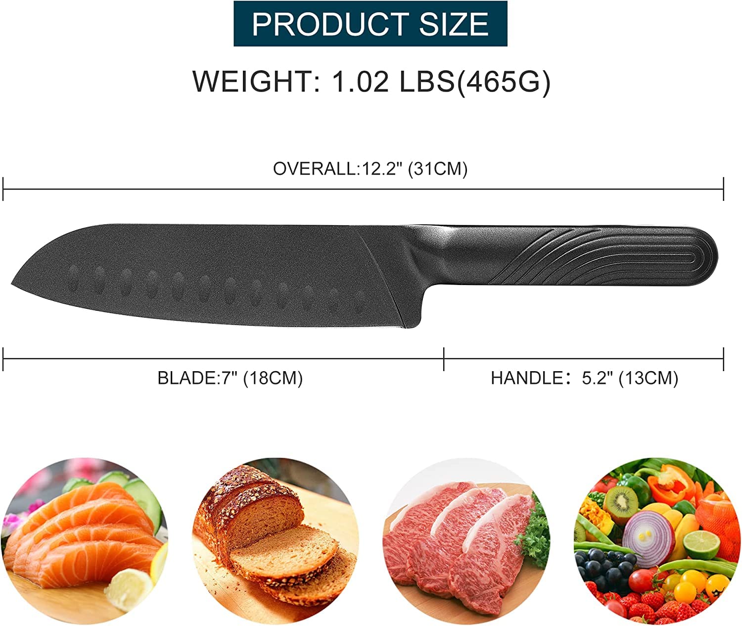 TANSUNG Santoku Knife Ultra Sharp Chef Kitchen Knife Cutting Cooking Knife with Durable Stainless Steel Nonstick Blade Ergonomic Handle for Home Gourmet Restaurant Cooker Gift