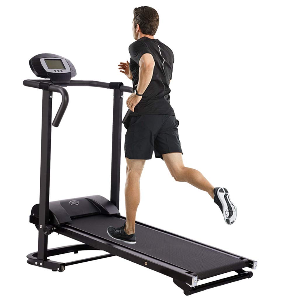 OKBOP Folding Incline Manual Treadmills for Home, Compact Portable Under Desk Mini Running Machine with LED Display, Foldable Small Walking Exercise Fitness Equipment for Small Space (Black)
