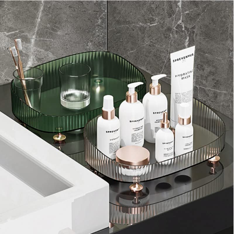 Makeup Perfume Organizer, Bathroom Vanity Tray, Decorative Dresser Tray, Countertop Organizer Tray for Cosmetics, Clear