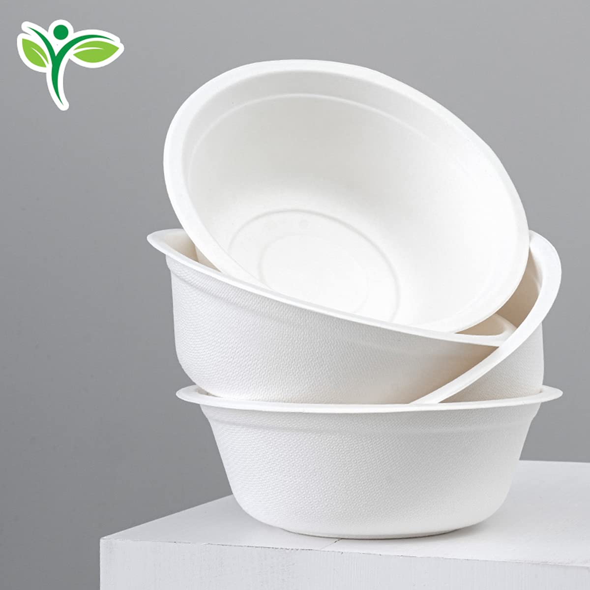 LUHUA Disposable Paper Bowls (2021 NEW) 16 Oz Eco-friendly Compostable Bagasse Bowls Round Bowls Biodegradable and Hot Soup Bowls 50pcs