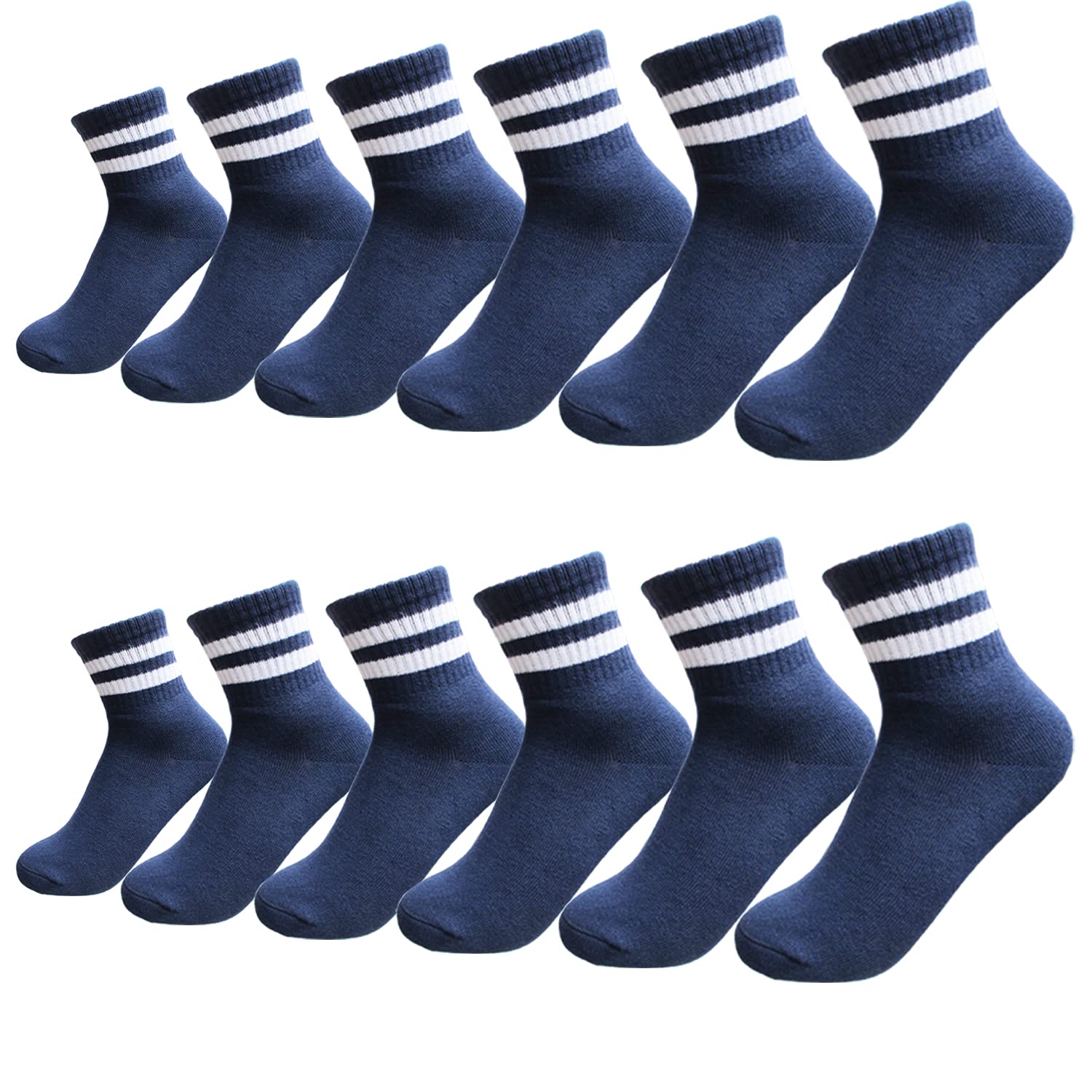 Ooohmcot Boys Navy Socks Cotton Ankle Socks 12 packs for Kids Girls Toddle (BLUE, S)