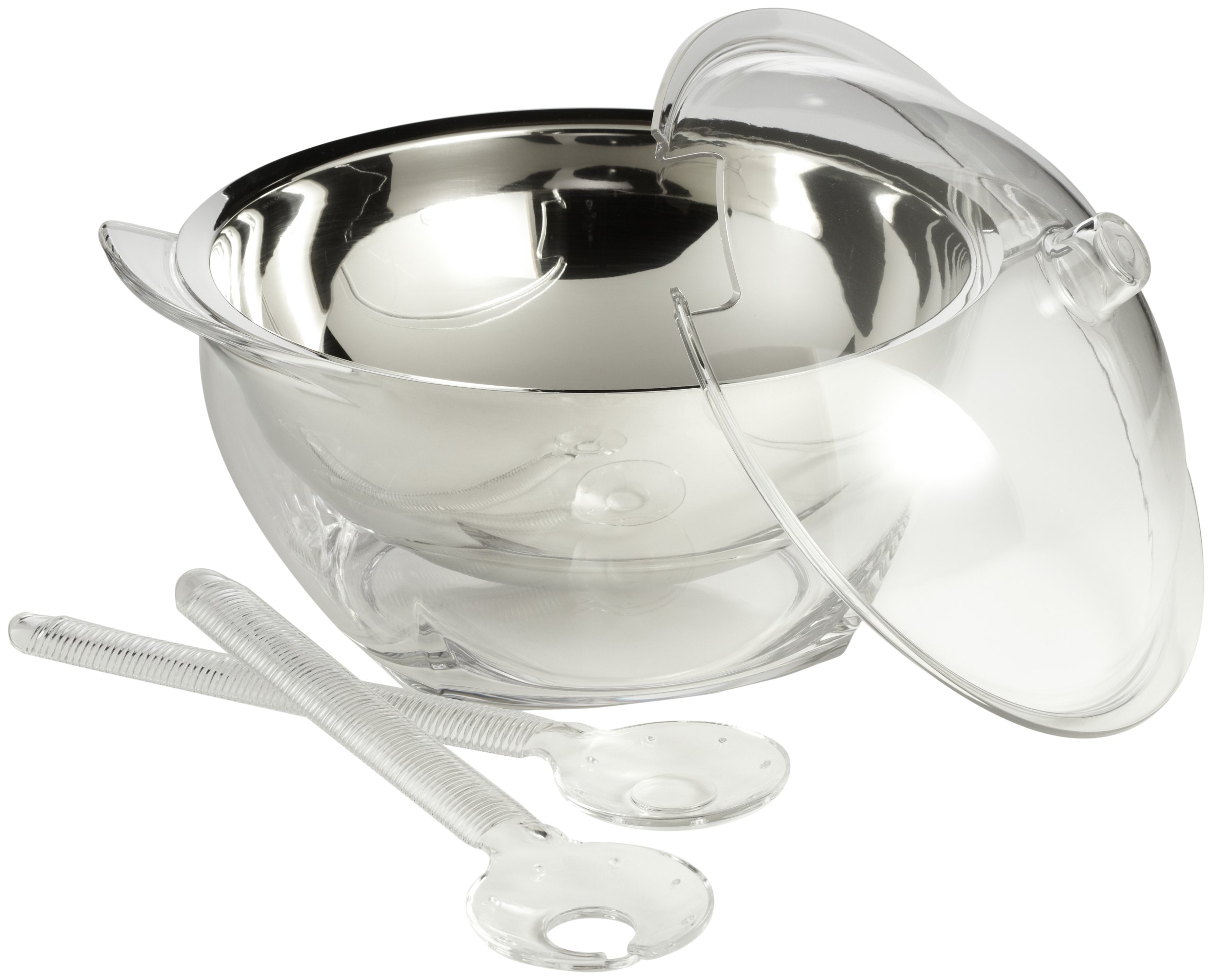 Prodyne Appetizers on Ice with Lids, 16", Clear and Prodyne Bowl, ICED Salad-4 Qt, Off-White