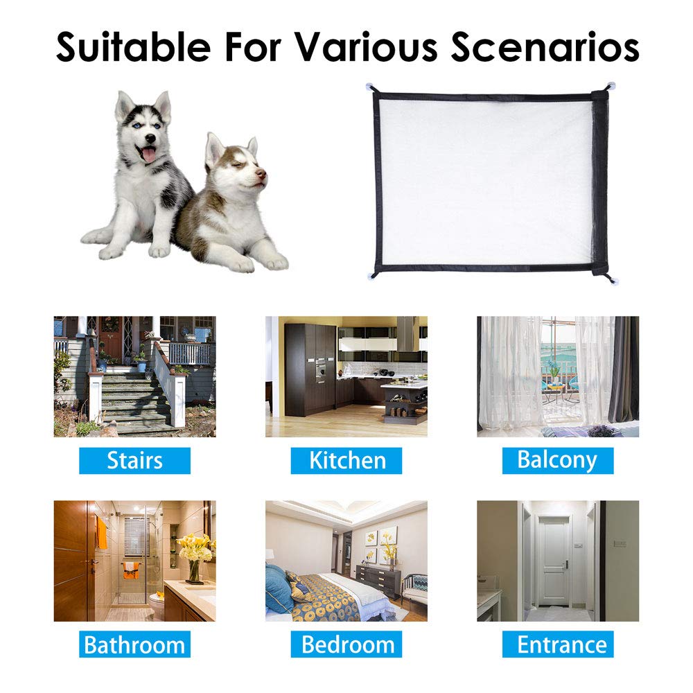 Magic Retractable Gate for Dogs, Pet Safety Gate Portable Folding mesh, 29.5"x43.3" Pet Isolation Net Safety Guard Indoor and Outdoor Install Anywhere for Pets Dog Cat(s)