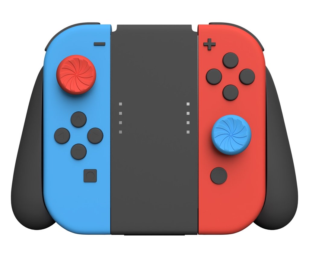 KontrolFreek Turbo Thumb Grips for Nintendo Switch Joy-Con | Performance Thumbsticks | 2 High-Rise Concave | Red/Blue