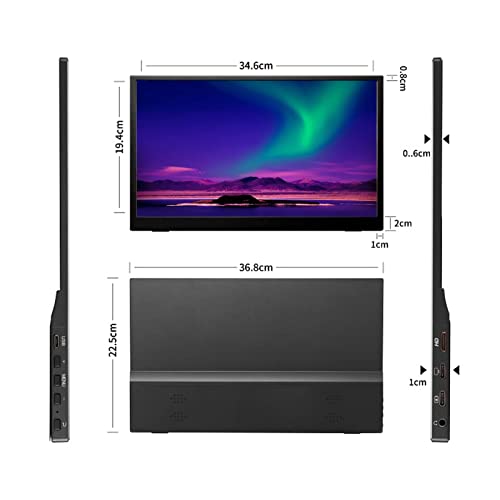 Tgoon 2K Portable Monitor, 15.6in Gaming Monitor LED Backlight with PU Leather Case for Tablet(Black)