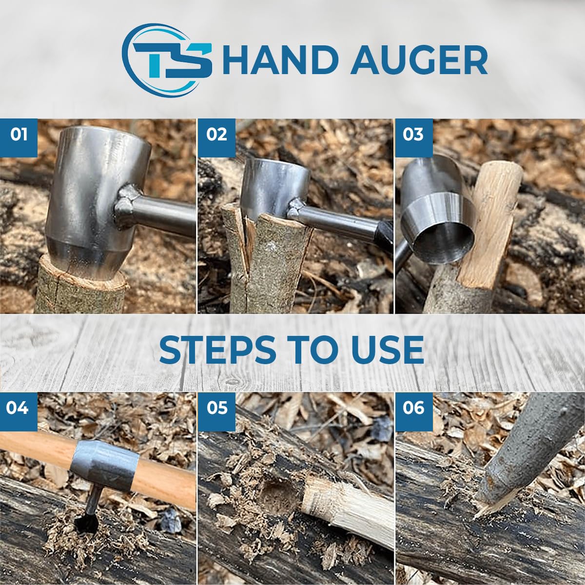 TEAL SKYES Bushcraft Hand Auger Wrench Scotch Eye Wood Auger Drill Peg, Camping Survival Kit- Perfect for Bushcraft Lovers