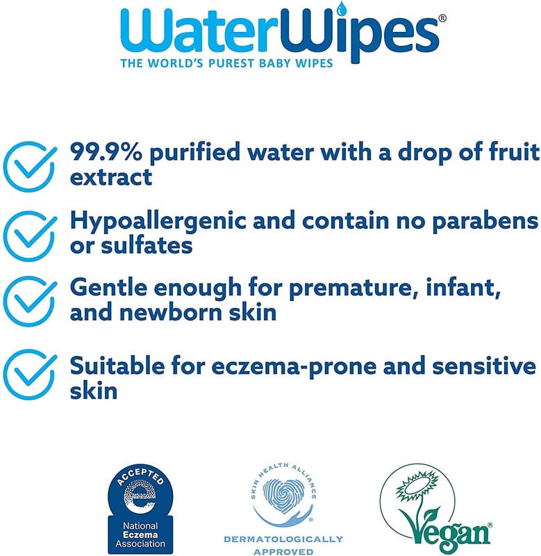 WaterWipes XL Unscented, No-Rinse, Textured Bath Wipes for Sensitive & Newborn Skin, Diaper Wipe, 96 Count (6 Packs)