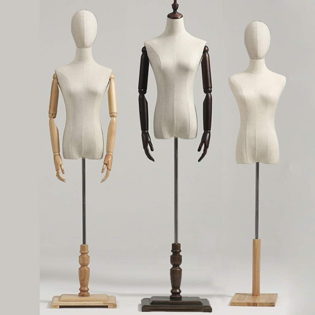 Mannequin Torso Mannequin Dress Form Torso Female Tailors Dummy Dressmakers Dummies Fashion Students Display Bust with Solid Wood Arm Flexible Adjustment for Apparel Jewe