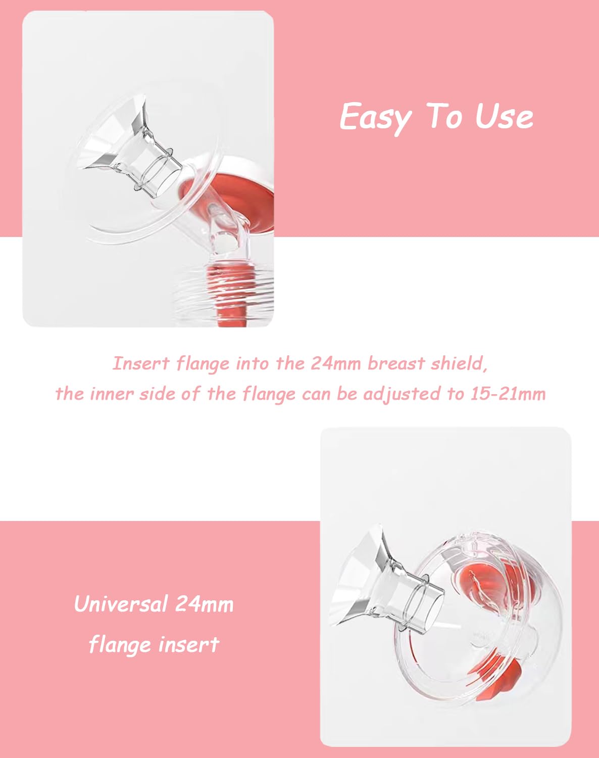 Moneterui 8PCS Flange Inserts,15/17/19/21mm,Compatible with Momcozy S12 Pro/S9 Pro/S12/S9 Wearable Breastpump Cup,for Medela/Spectra/Bellaaby,Fit in 24mm Shields/Flanges,Breastfeeding Essentials