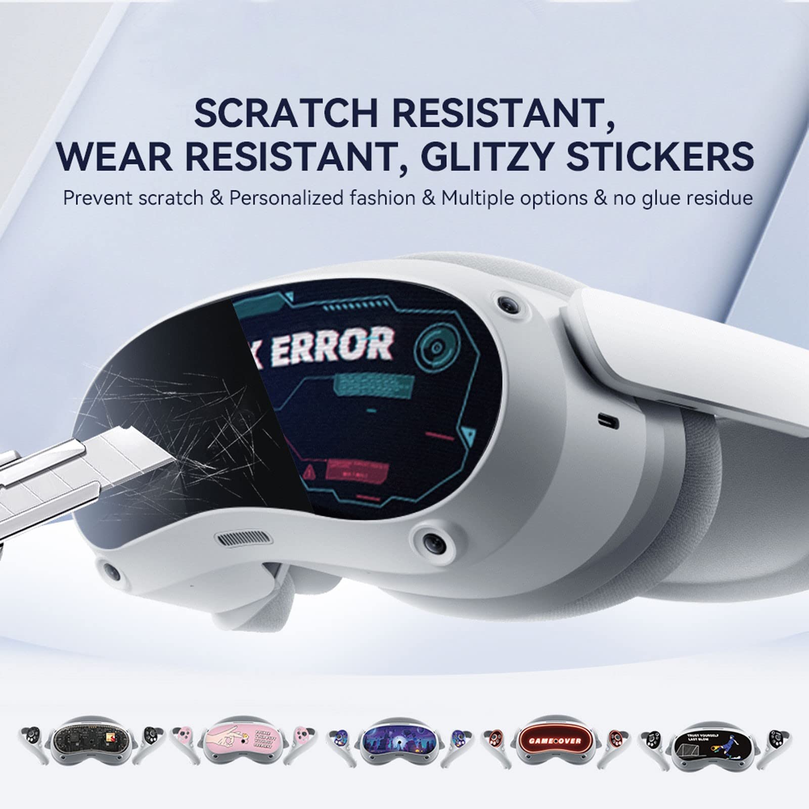 PVC Decal Stickers VR Headsets and Controllers Stickers Skin,Fashion Decal Skin Accessories for PICO 4 (1)