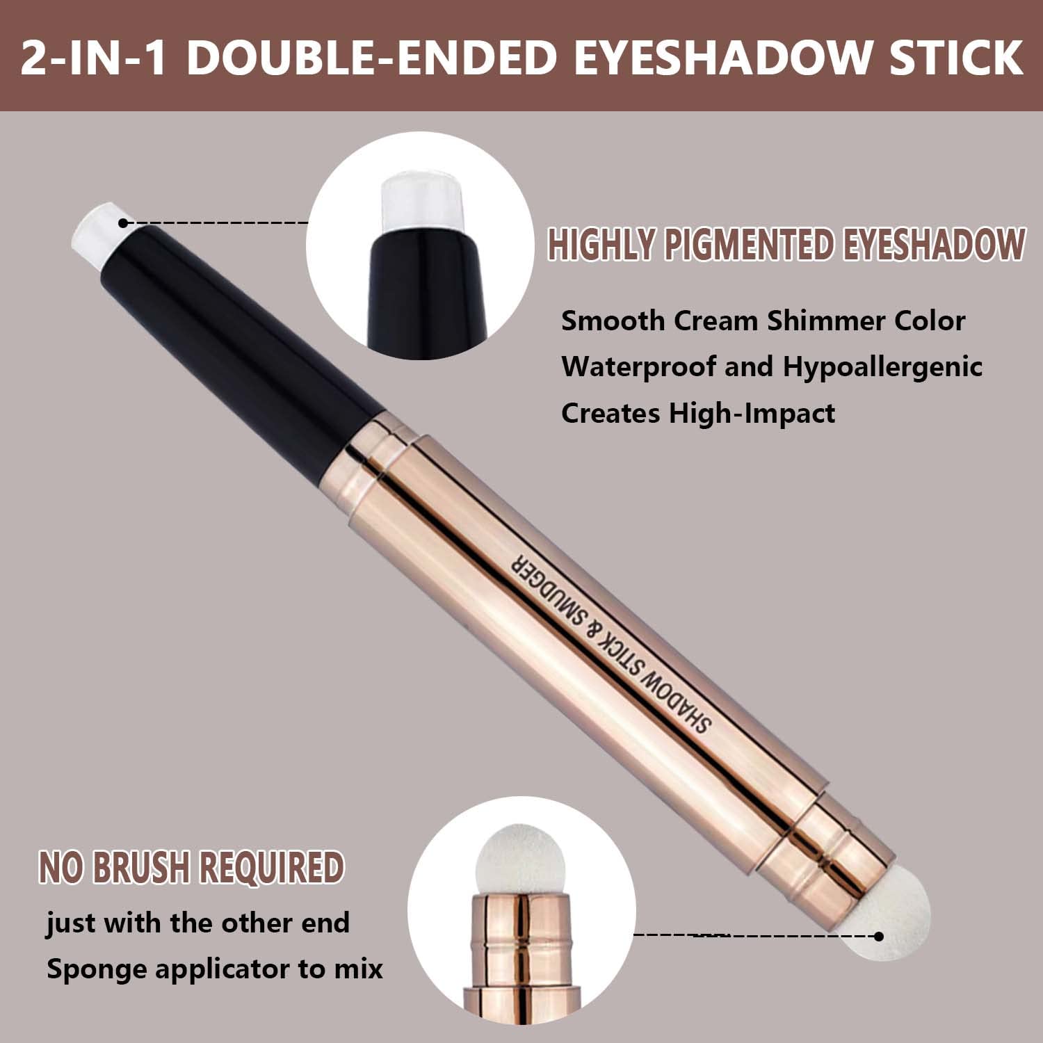 White Eyeshadow Stick Eyeliner Makeup Cream Shimmer Smooth Glitter Eyeshadow Pencil Base Primer Hypoallergenic Waterproof Long Lasting Eye Shadow Highlighter Stick Multi-Dimensional Eyes Look 01