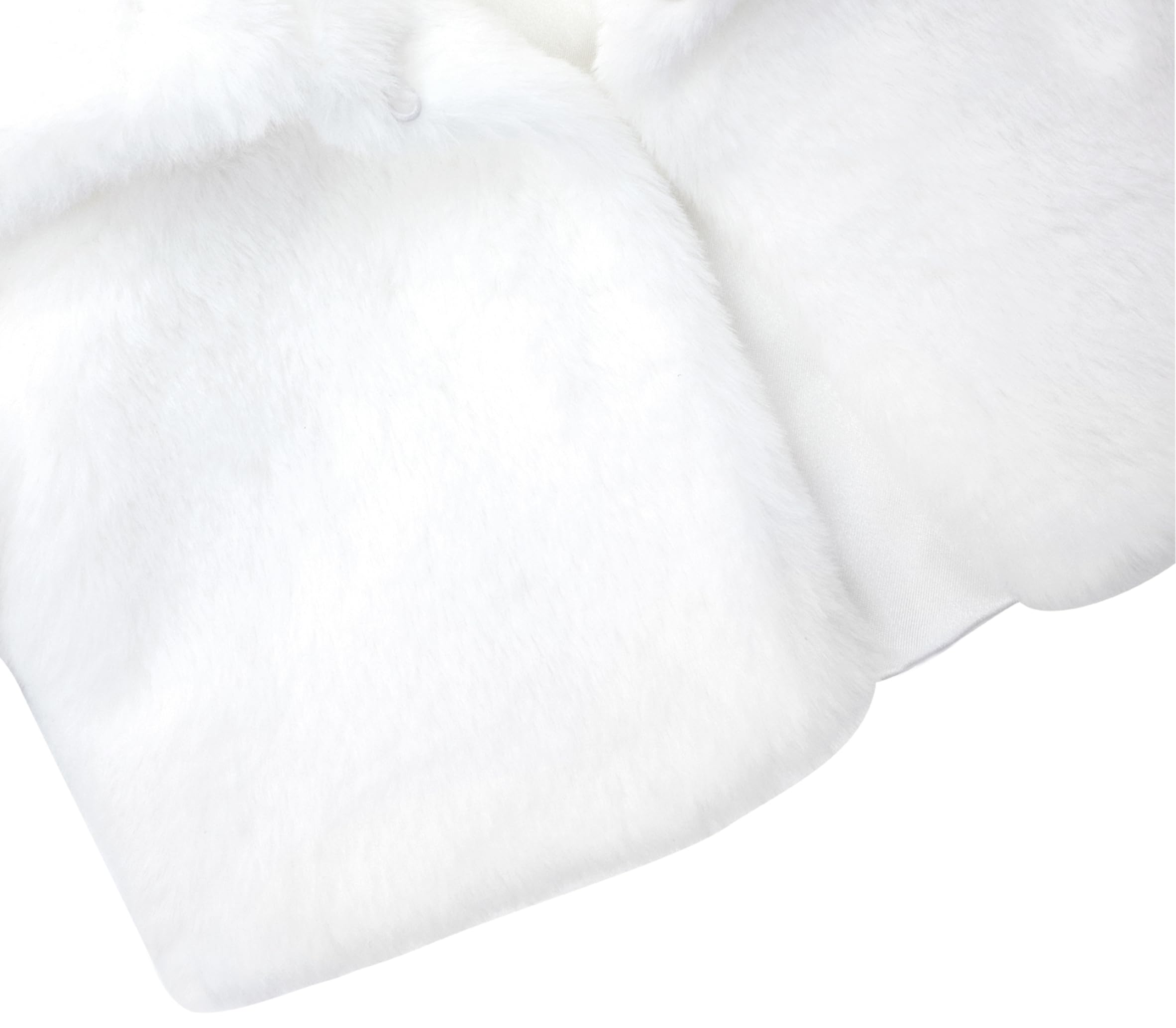 Lilax Girls Faux Fur Bolero Shrug Button Closure Cozy Dress Coat (8 Years, White)