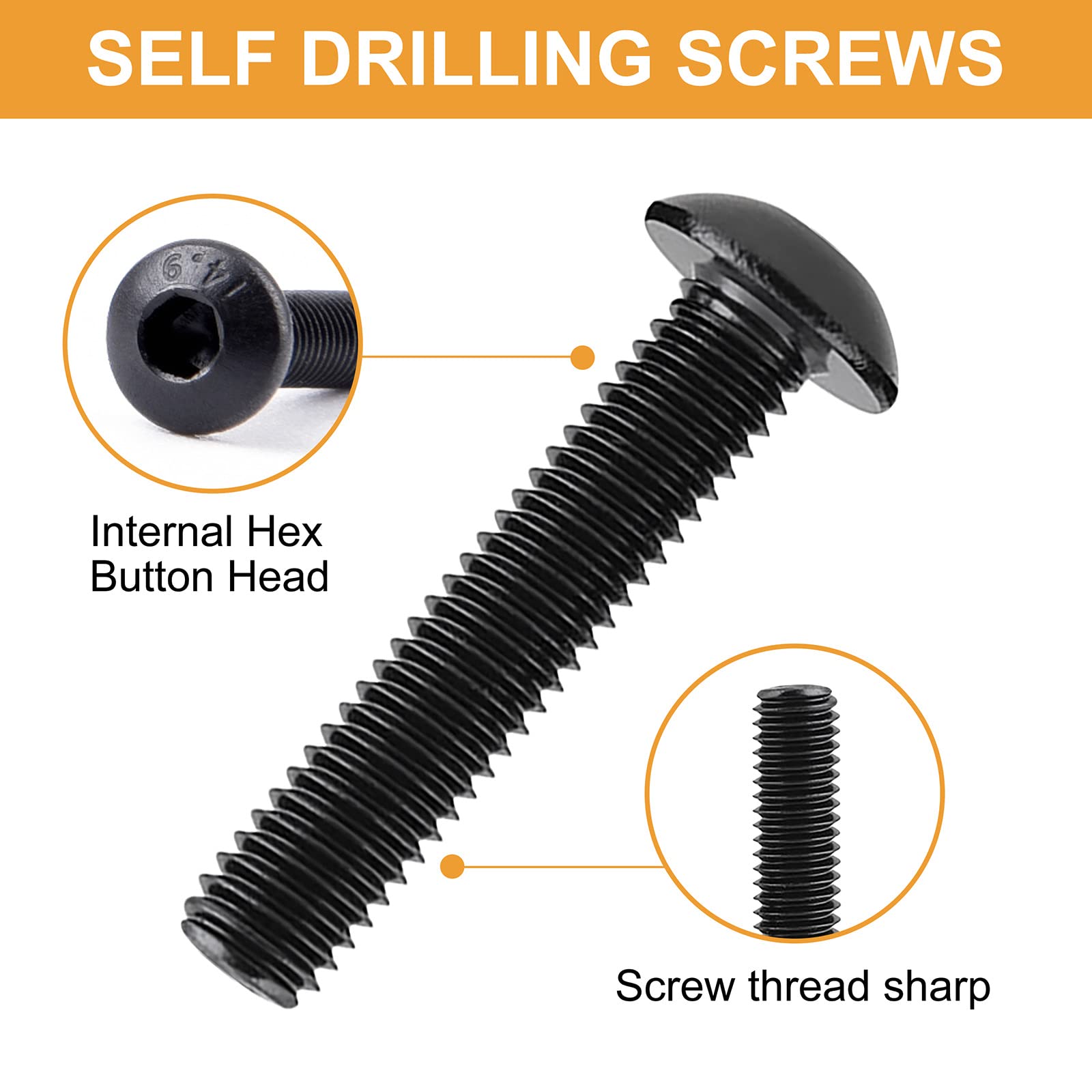VIGRUE M5 x 10/12/16/25/30/35mm Button Head Screws, 328PCS 10.9 Grade Alloy Steel M5 Hex Socket Cap Machine Screws Bolts Nuts Washer Assortment Kit