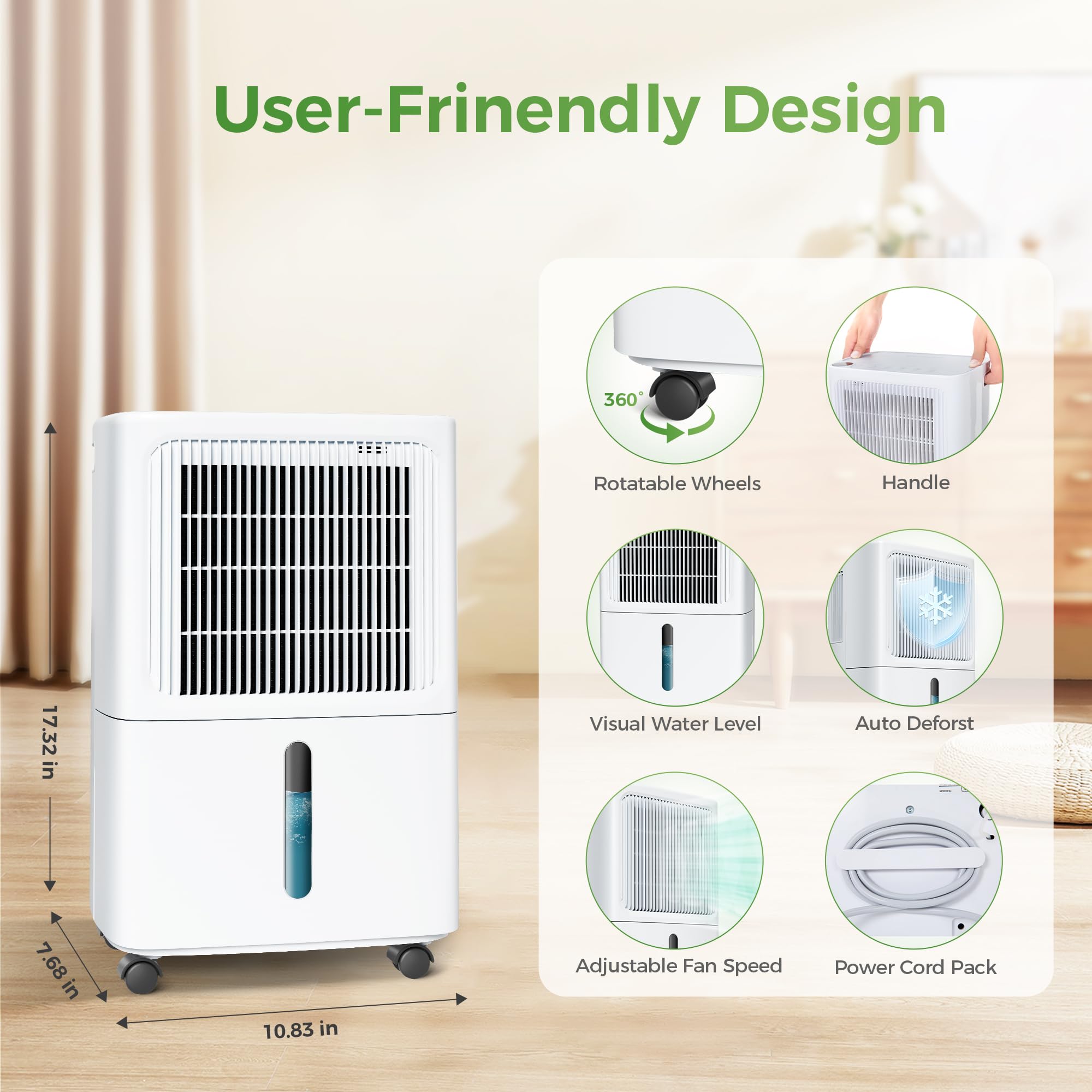WATTSMART 2,500 Sq Ft Home Dehumidifier with Drain Hose, 55 OZ Water Tank, 24 Hr Timer, 50 Pints High Efficiency Compressor for Basements, Bedrooms, Bathrooms and Laundry Rooms